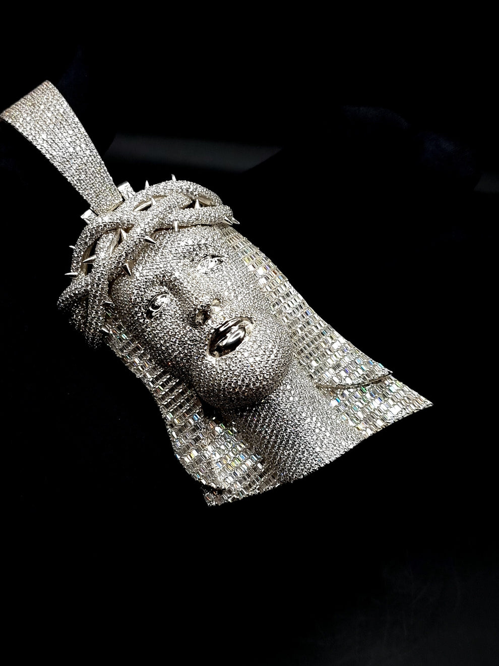 Jesus Face Iced Out Hip Hop Pendant | 3.5 inch Height Excluding Bail ...